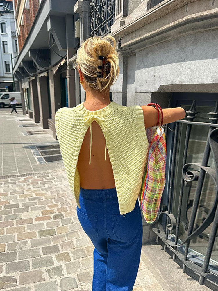 Iris Open-Back Knitted Sleeveless Top – SOERA