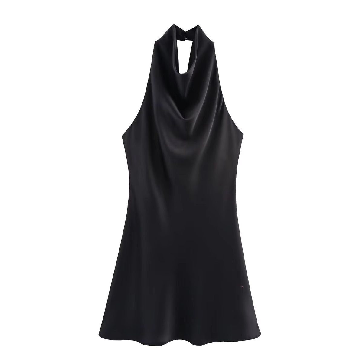 Colleen Satin Halter Draped Mini Dress – SOERA